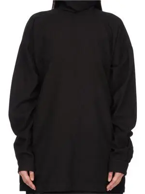 Rick Owens Long Sleeve Tie Woven Top - Black