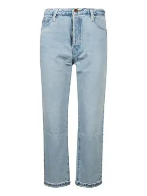 FRAME Button Detailed Straight Leg Jeans - Blue