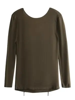 UMA WANG Long Sleeve T-shirt With Lace-up Back - Green