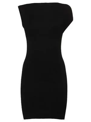 ST. AGNI Asymmetrical Knitted Mini Dress - Black