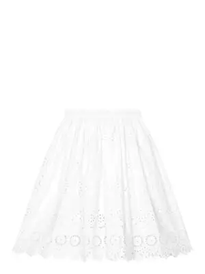 Dolce & Gabbana Broderie Anglaise Cotton Skirt - White