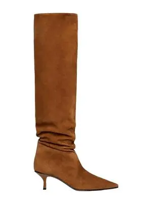 SCAROSSO Scarosso Barbara Pointed-Toe Suede Boots Tobacco Color