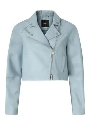 Pinko Zip Leather Jacket - Gray
