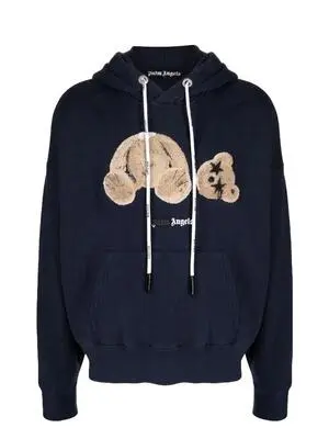 Palm Angels Spray Bear-motif Hoodie - Black