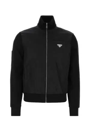 Prada Long-sleeved Zip-up Sweatshirt - Black/black