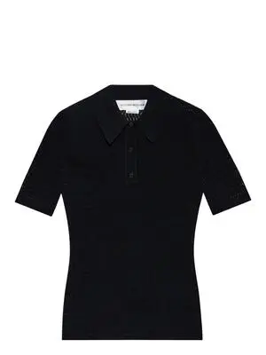 VICTORIA BECKHAM Victoria Beckham Perforated Knit Polo Top