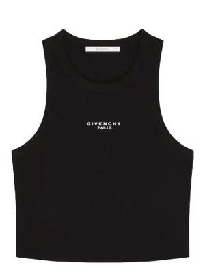 Givenchy Paris Logo Cropped Tank Top - Black