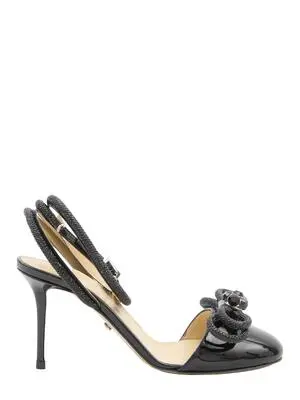 MACHMACH Mach & Mach Embellished Round Toe Pumps With Bow Detailing - Black