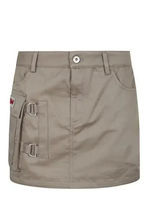 Off-White Button Detailed Cargo Shorts - Gray