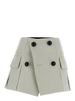 Sacai Melton Button Detailed Skorts - Gray