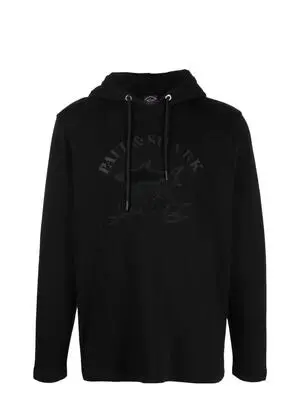 PAUL  SHARK Paul & Shark Logo Printed Drawstring Hoodie - Black