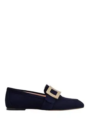 ROGER VIVIER Suede Loafers With Metal Buckle - Blue