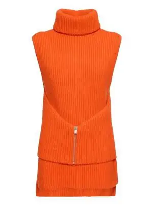 JIL SANDER Rib Knit Vest With Zipper Detail - Orange