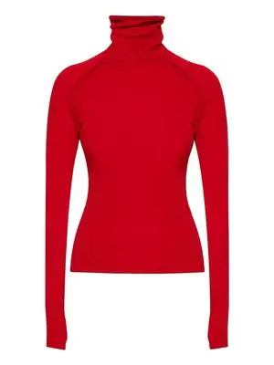 Victoria Beckham Wool High Neck Top - Red