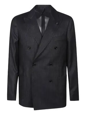 LARDINI Double-breasted Blazer - Black
