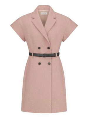 Dior Short Belted Dress With Lapel And Double-breasted Closure - No