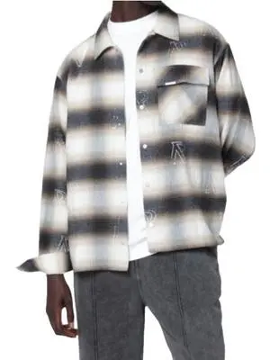 REPRESENT Checked Flannel Shirt - Gray