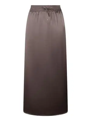 Herno Midi Skirt With Drawstring Waist And Side Slits - Black