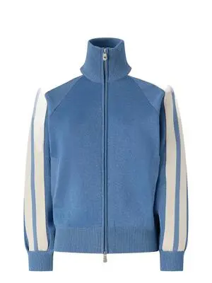 Pinko Striped Logo Embossed Zip-up Sweatshirt - Blue