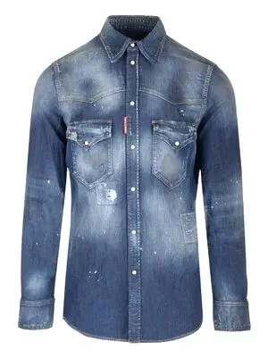 DSQUARED2 Dsquared2 Button-Up Denim Distressed Shirt