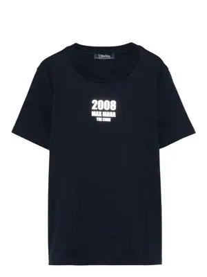 Max Mara Logo Printed Crewneck T-shirt - Black