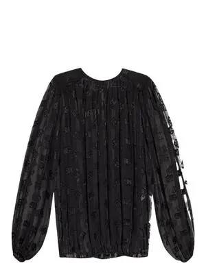 Dolce & Gabbana Logo Jacquard Semi-sheer Blouse - Black