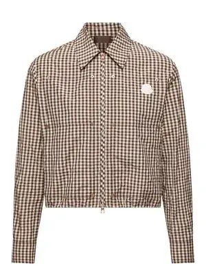 MONCLER Moncler Gingham Logo Patch Zip-Up Shirt Jacket