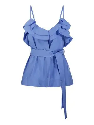 P.a.r.o.s.h Ruffled Belted Top - Blue