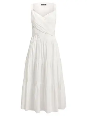 Ralph Lauren Ralph Lauren Sleeveless Cross-Over Detailed Tiered Midi Dress No