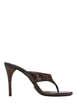 Alaïa Snakeskin-effect Thong Sandals With High Heel - Brown
