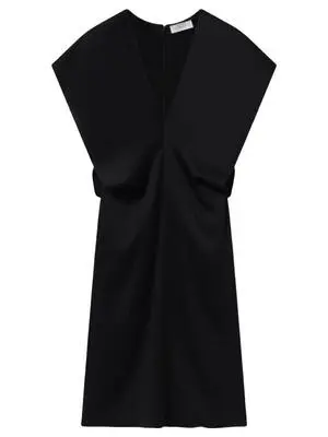 Stella McCartney Deep V-neck Cap Sleeve Midi Dress - Black