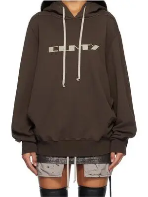 Rick Owens Oversized Hooded Sweatshirt - Brown