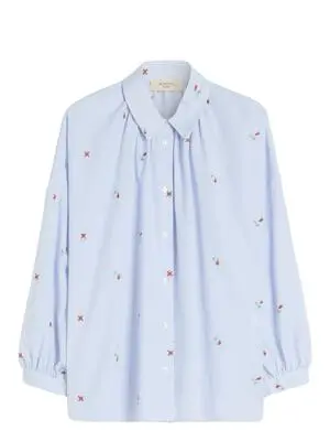 Max Mara Embroidered Striped Shirt - Blue