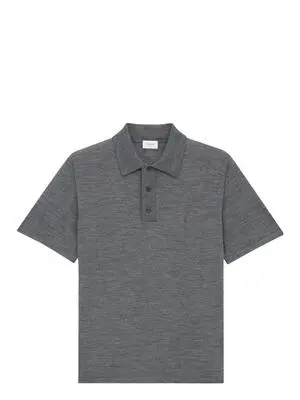 Saint Laurent Cassandre Polo In Wool - Heathered Charcoal