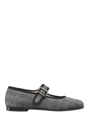 Dior Round Toe Ballet Flats With Buckle Closure - Grey