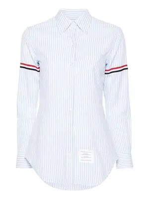 Thom Browne Long-sleeved Striped Shirt - Light Blue