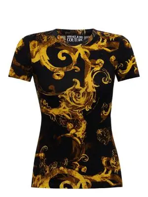 Versace Watercolour Print Crewneck T-shirt - Black