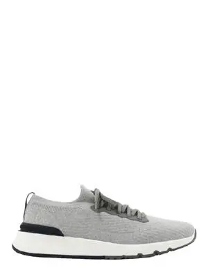 Brunello Cucinelli Knitted Lace-up Sneakers - Gray