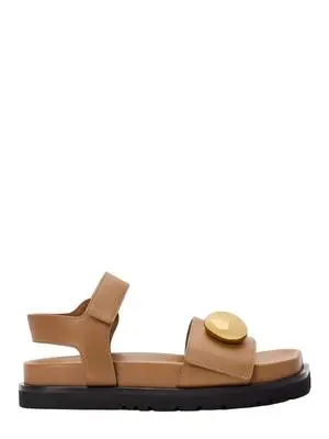 Loewe Leather Button-embellished Fussbett Sandals - Oak