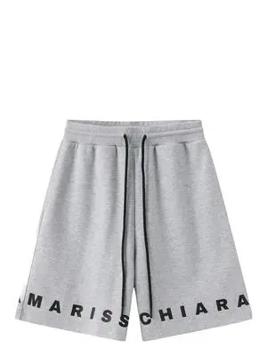 Marissa Chiara Logo Print Drawstring Shorts - Grey