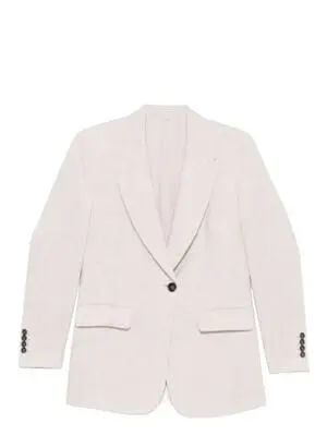 Brunello Cucinelli Lurex Buttoned Blazer - Light Beige