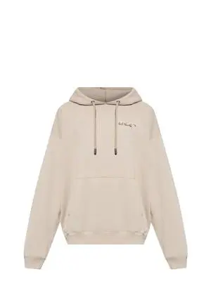 Off-White Logo Embroidered Drawstring Hoodie - Nude