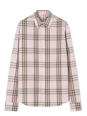 Burberry Long Sleeve Checked Shirt - Mallow Powder