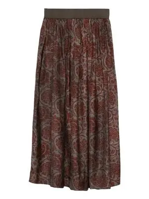 UMA WANG Floral Pattern Midi Skirt - Brown