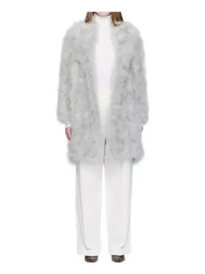 YVES SALOMON Yves Salomon Feather Shawl Collar Coat