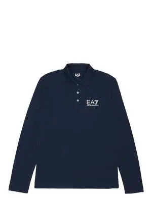 EA7 Logo Printed Polo Shirt - Black