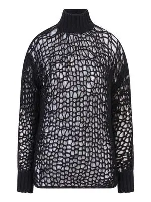 ANN DEMEULEMEESTER High-neck Knitted Jumper - Black