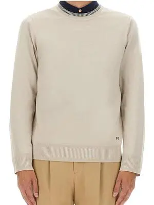 Paul Smith Contrast Collar Crew Neck Sweater - Nude