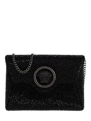 Versace Medusa Plaque Embellished Clutch Bag - Black