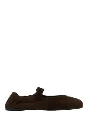 Miu Miu Logo Detailed Ballet Flats - Brown